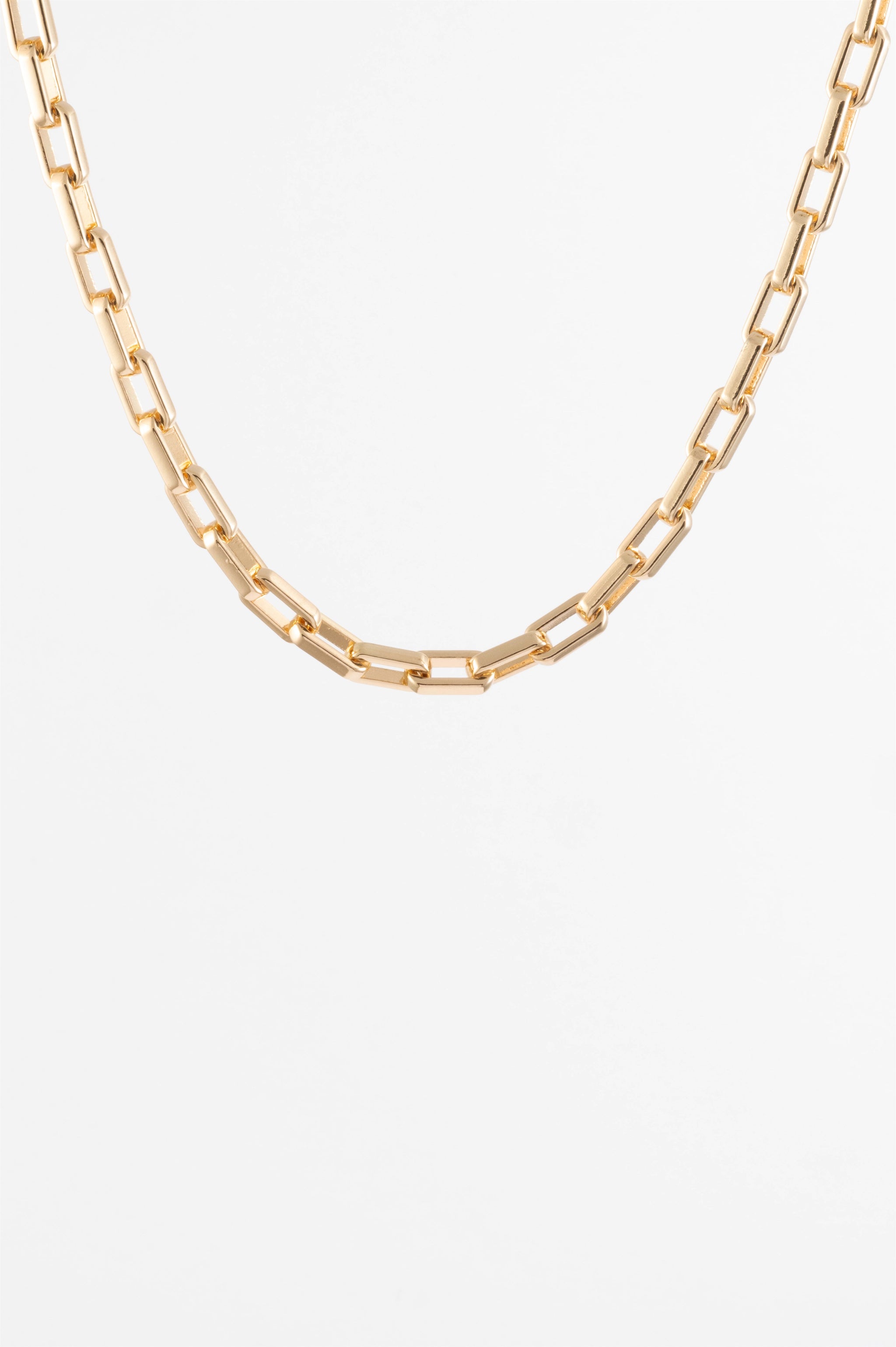 POLISHED GOLD SQUARE LINK CHAIN NECKLACE