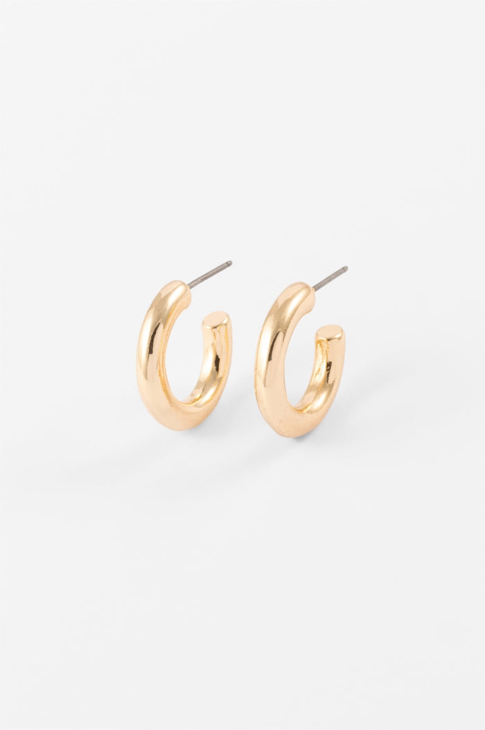 GOLD SMALL TUBULAR C SHAPED HOOP