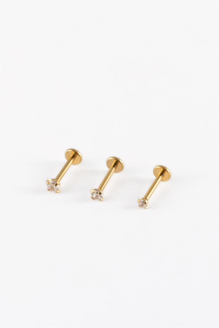 GOLD 16G 3 PACK GRADUATING CZ FLATBACK