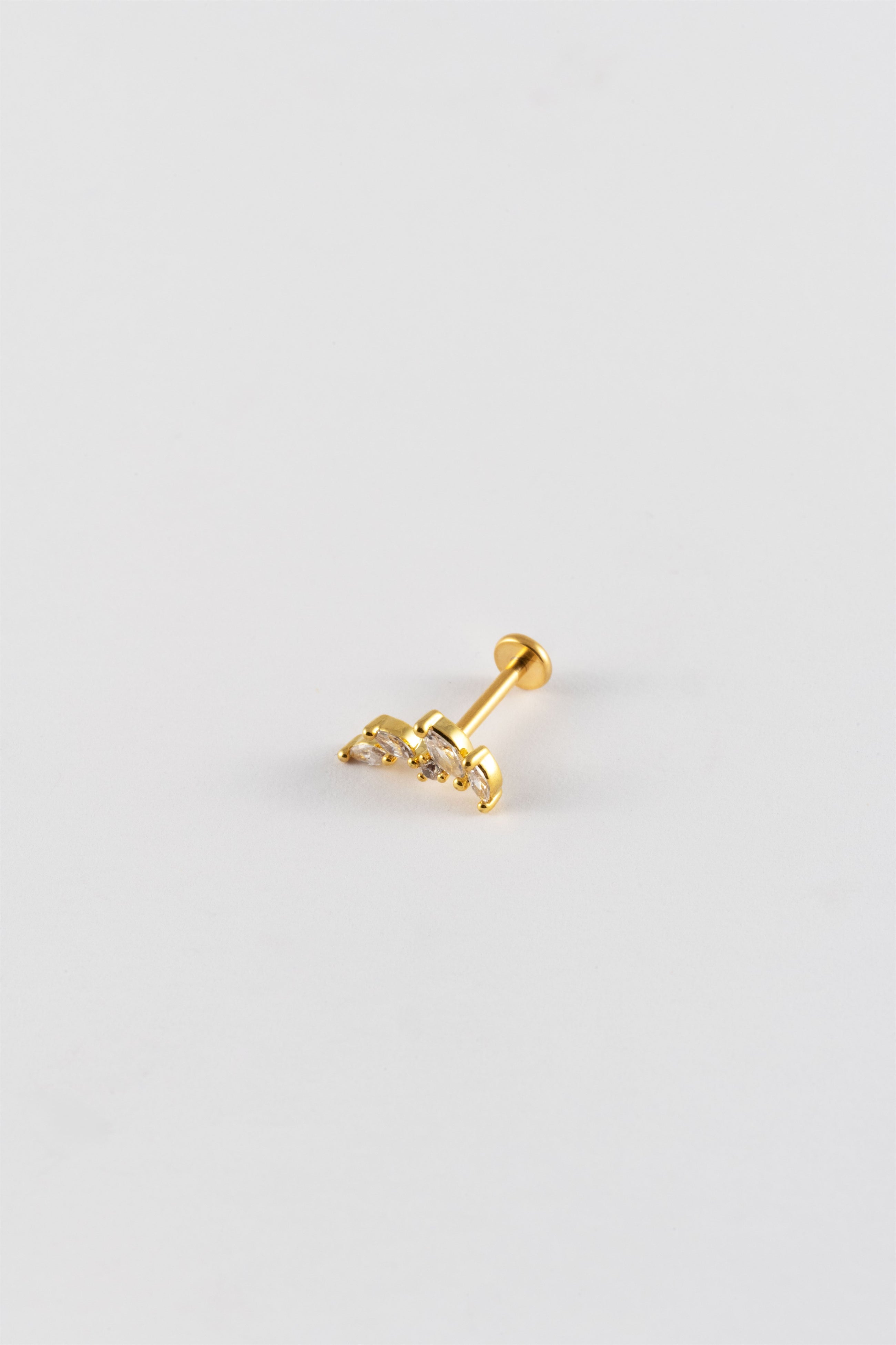 GOLD 16G CZ MARQUISE FLAT BACK