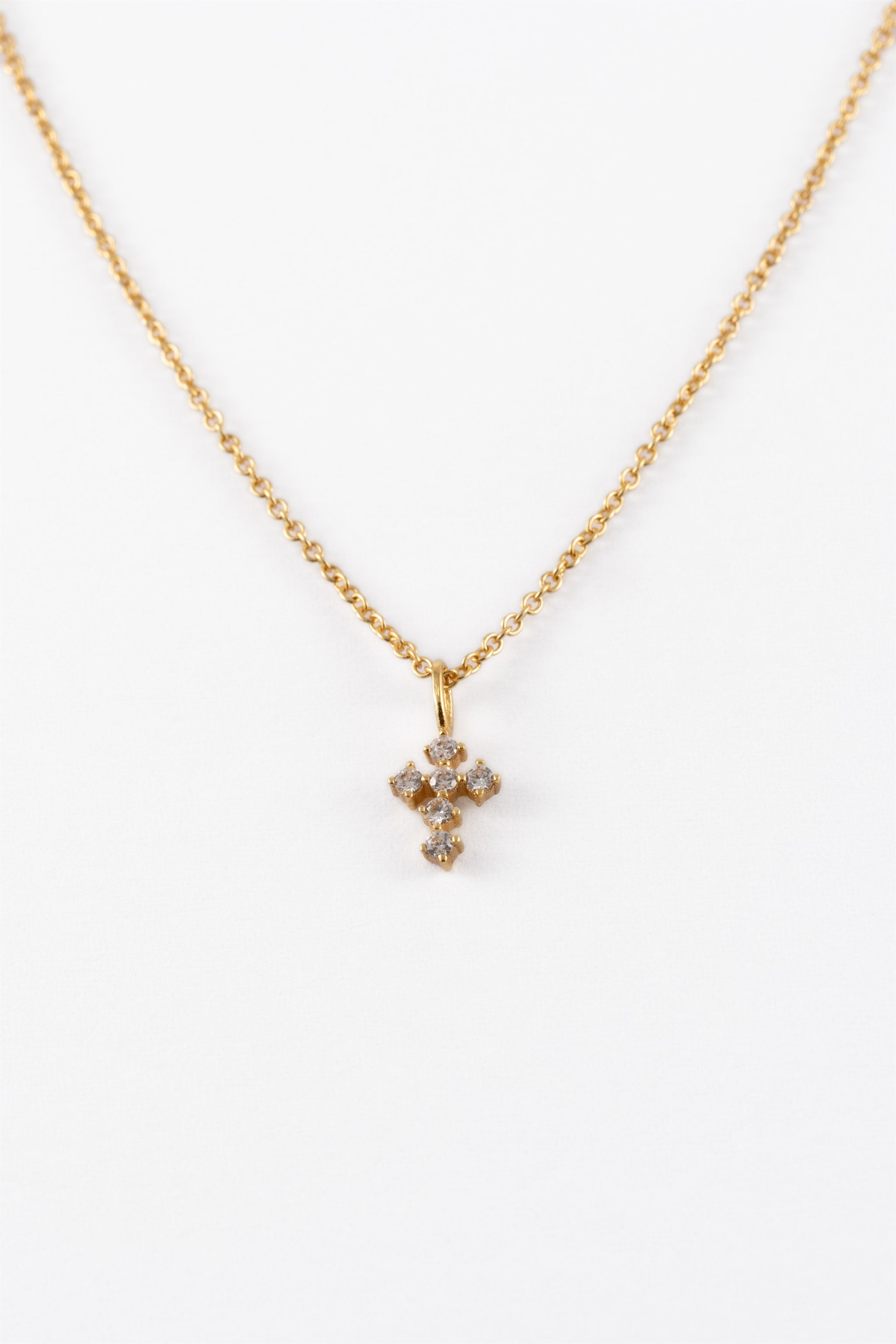 STERLING SILVER GOLD SAMLL CZ CROSS PENDANT