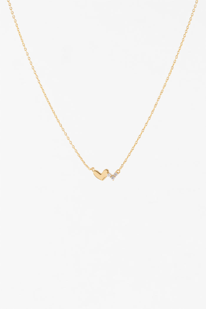 STERLING SILVER GOLD DBL HEART PAVE CZ PENDANT