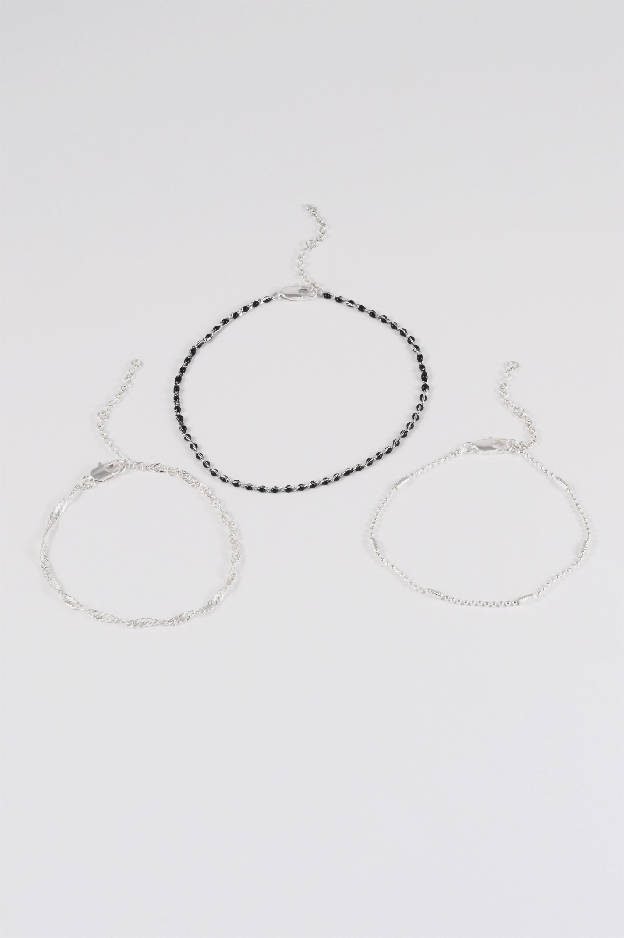 SILVER MULTI-LAYERED CHAIN ANKLET