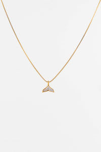 WATERPROOF GOLD WHALE TALE PENDANT NECKLACE