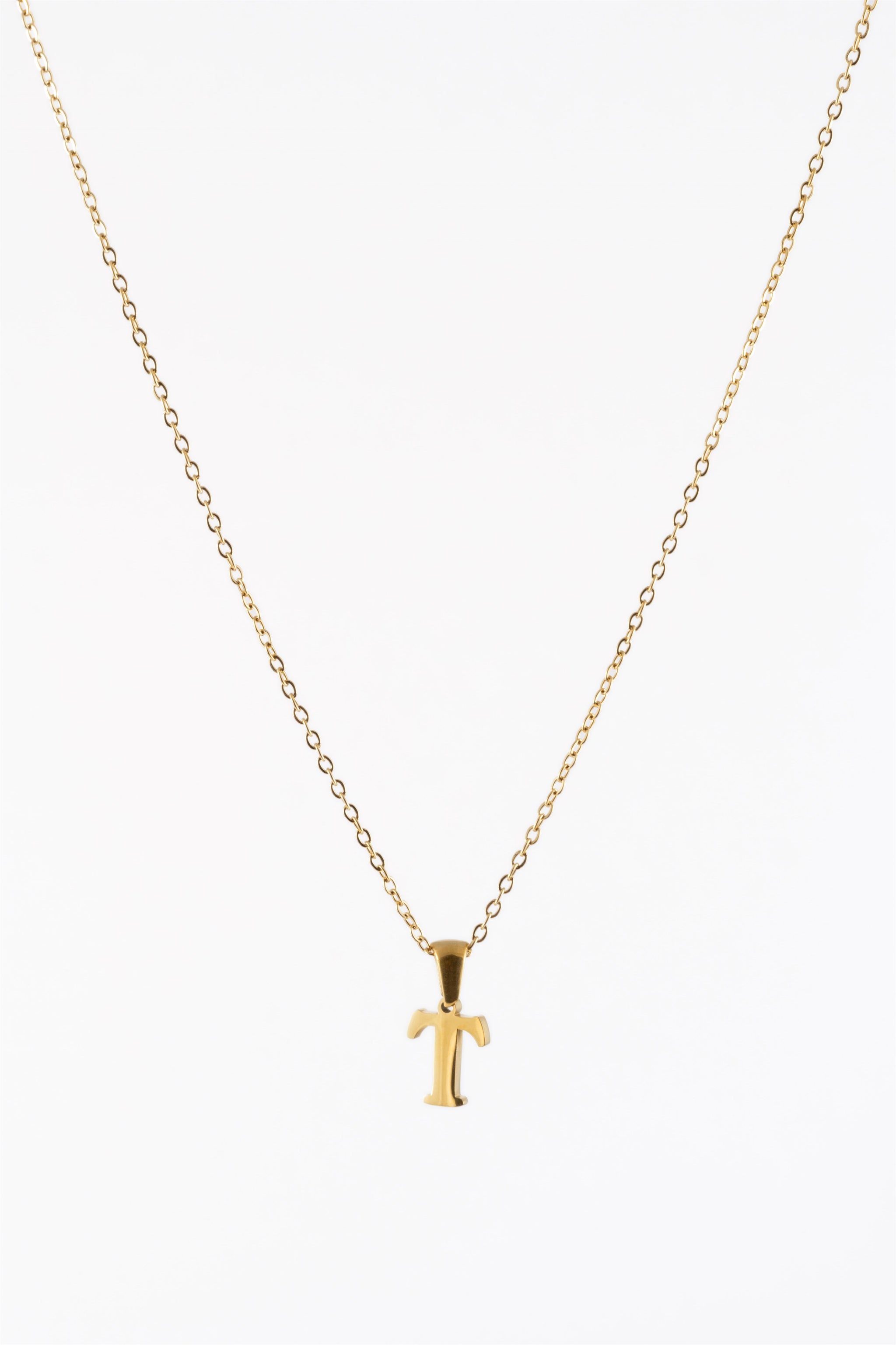 GOLD METAL INITIAL T CHAIN
