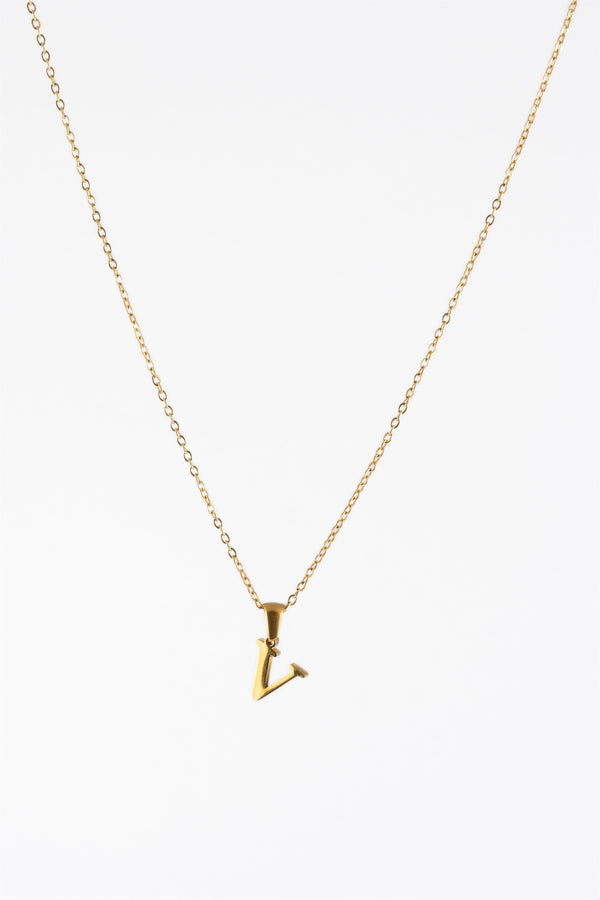GOLD METAL INITIAL V CHAIN