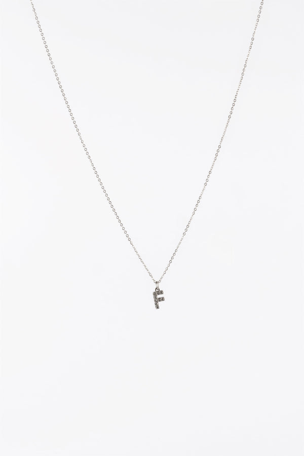 SILVER CZ DIAMANTE INITIAL F CHAIN