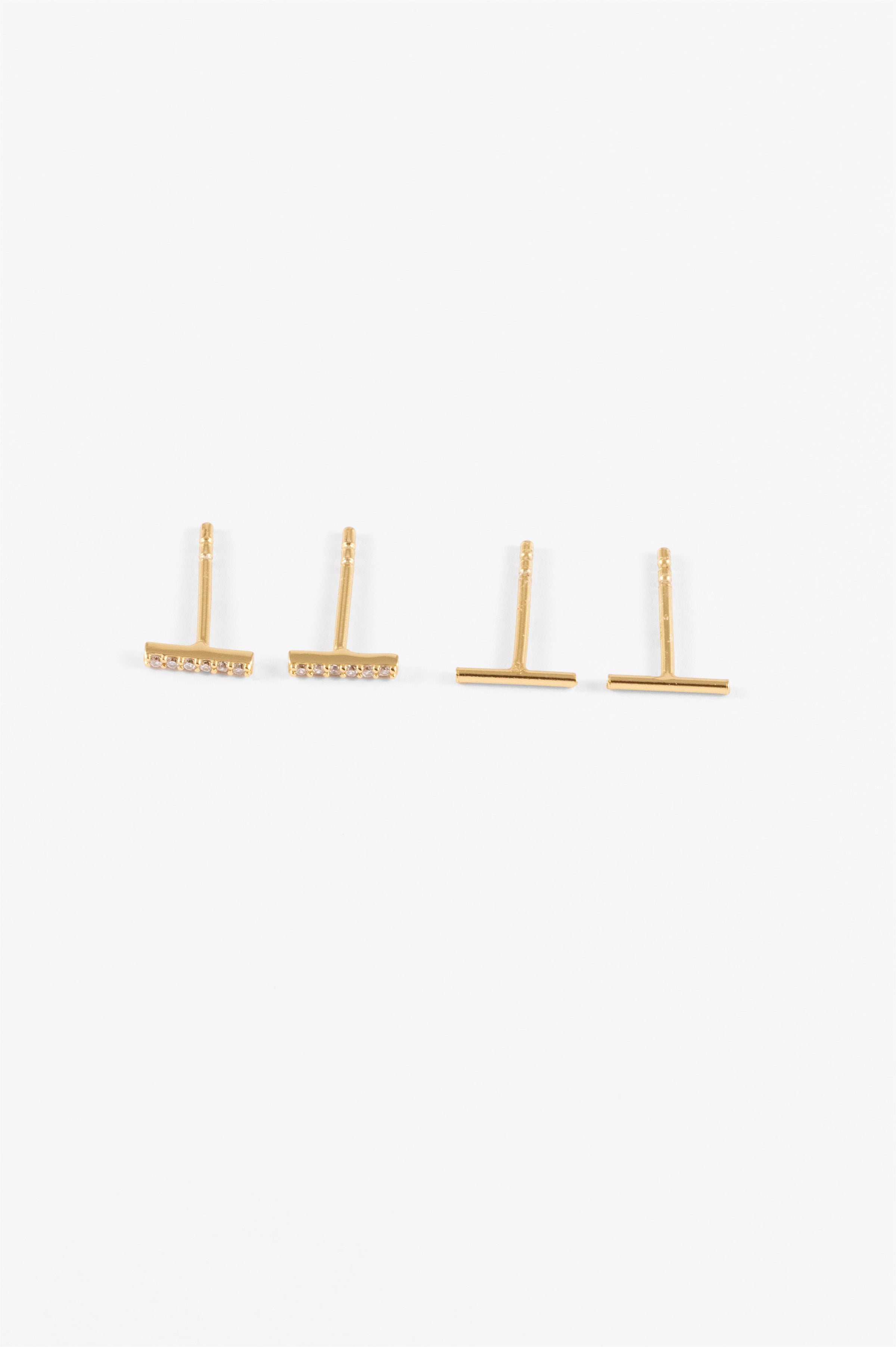 GOLD SS PAVE CZ & POLISHED RECTANGLE STUT PACK
