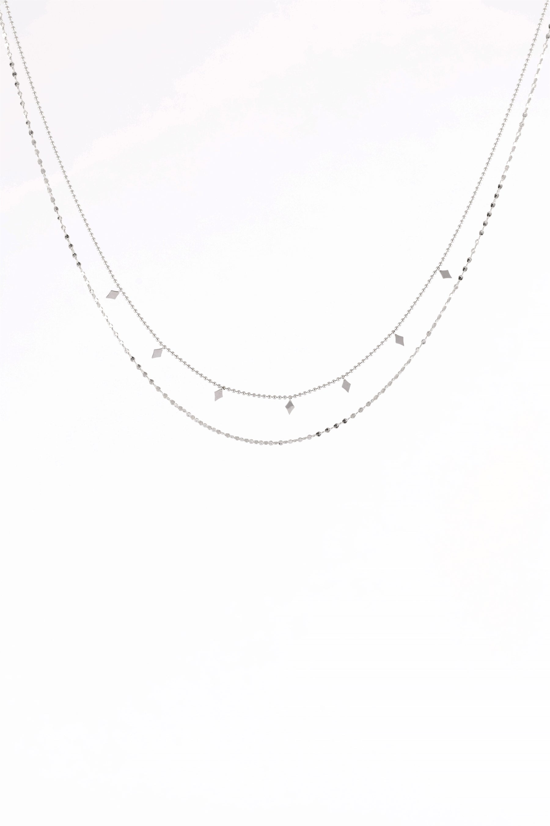 WATERPROOF SILVER FINE CHAIN TRIANGLE PENDANT DUO