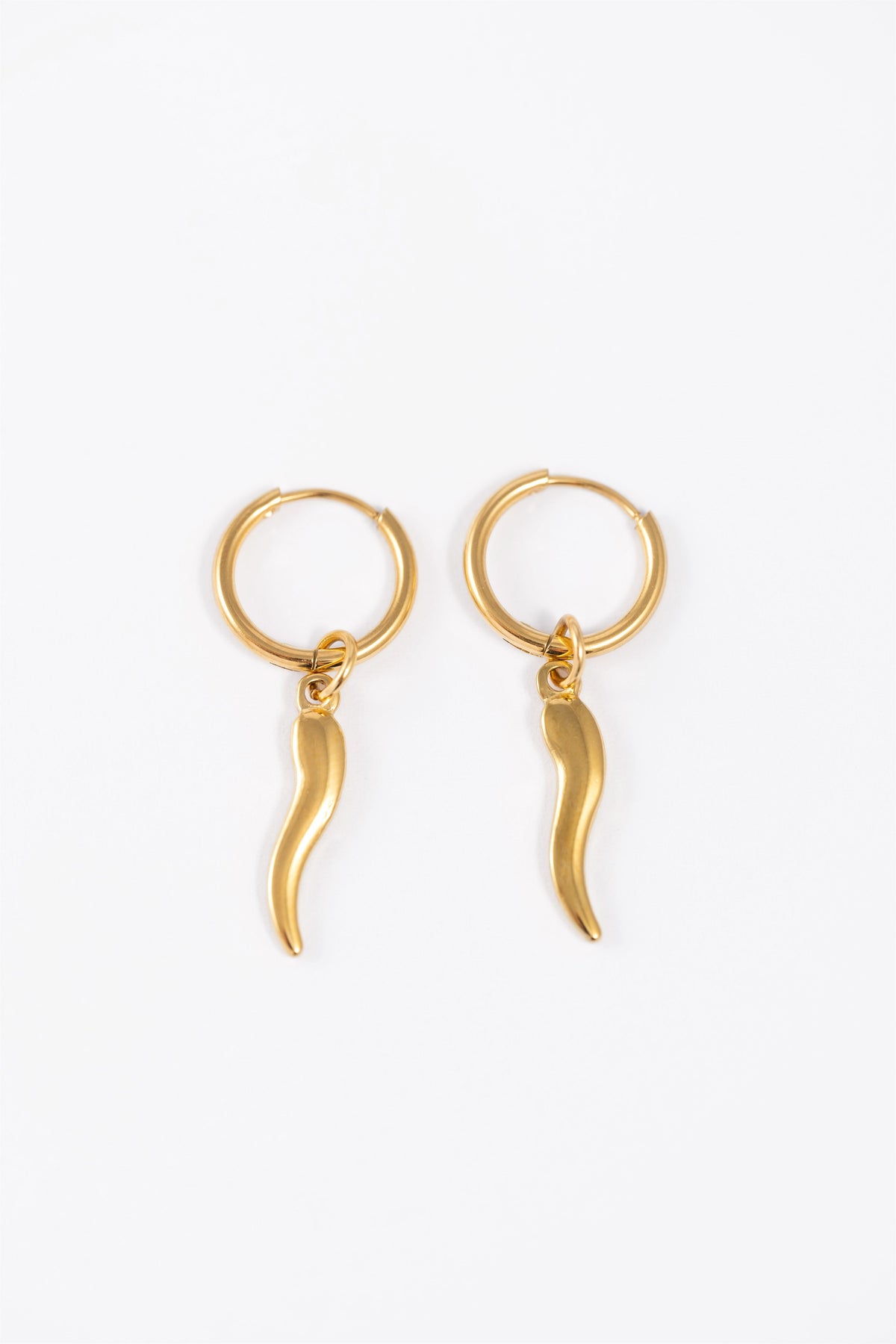 WATERPROOF GOLD CHILLI CHARM HUGGIE EARRINGS