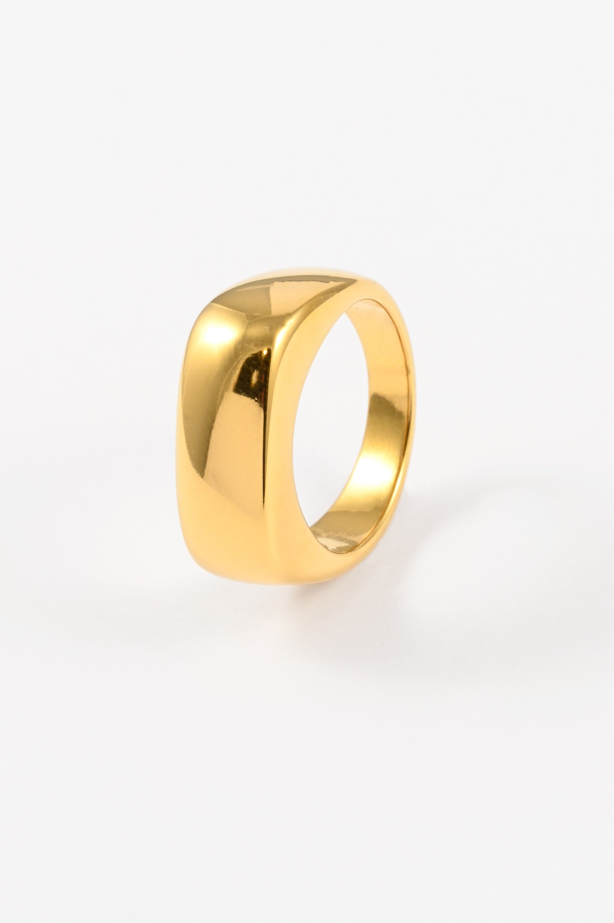 WATERPROOF GOLD POLISHED RECTANGLE RING S/M