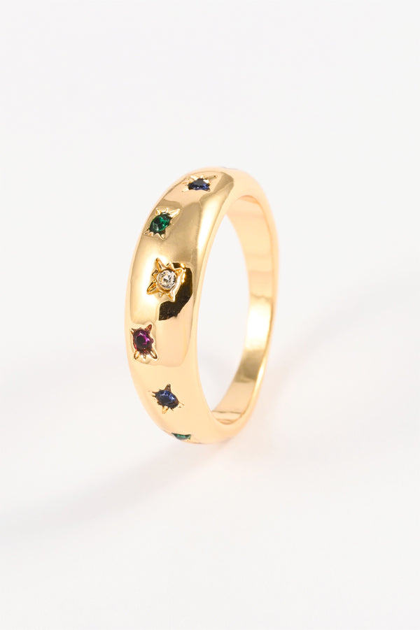 GOLD SCATTERED STAR BAND RING S-M