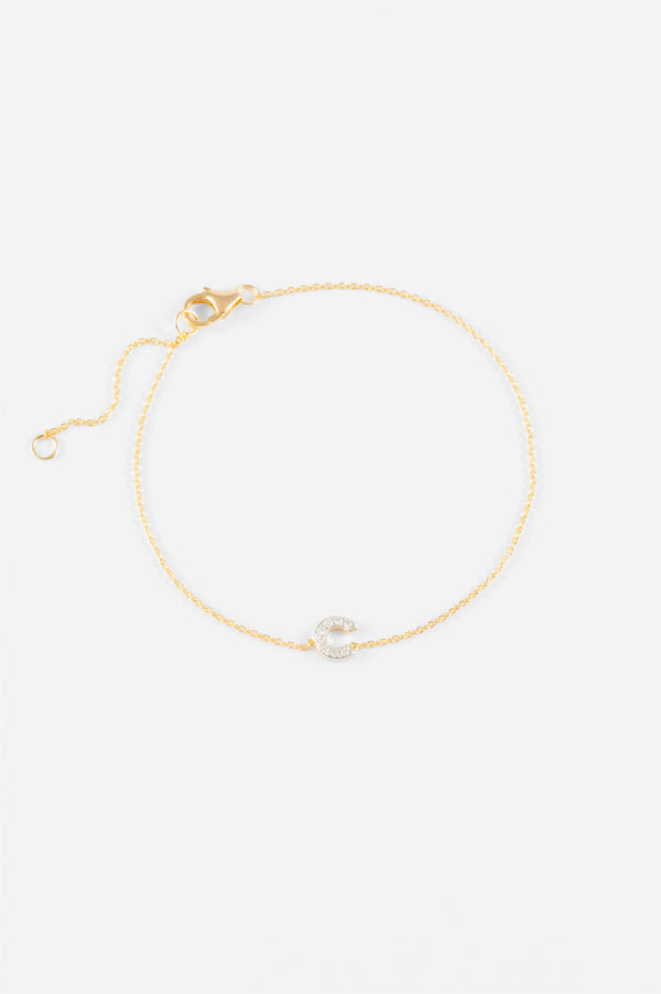 VERMEIL DIAMOND "C" CHAIN BRACELET