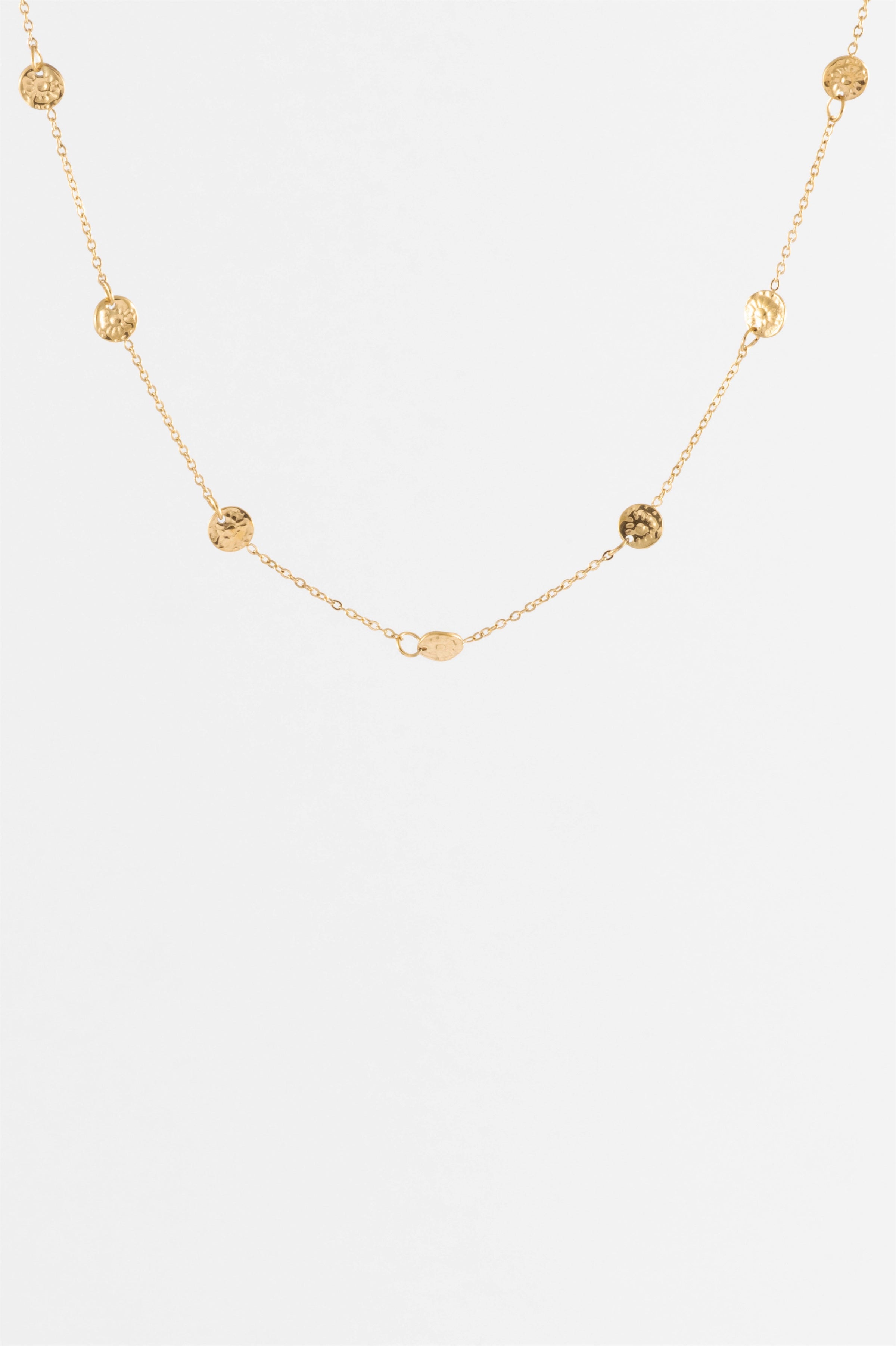WATERPROOF GOLD MOLTEN DISK CHAIN NECKLACE