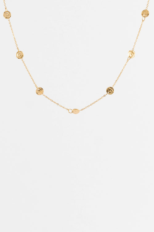 GOLD STATIONED MOLTEN DISK CHAIN NECKLACE
