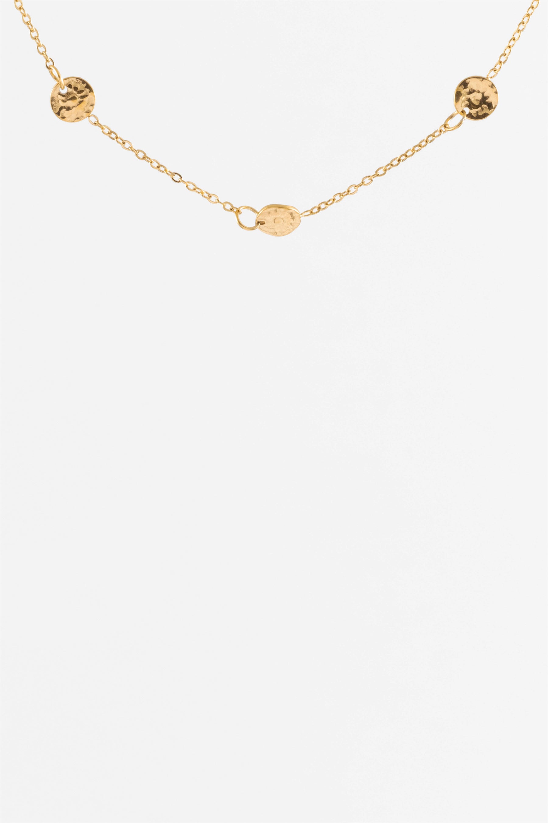 GOLD STATIONED MOLTEN DISK CHAIN NECKLACE