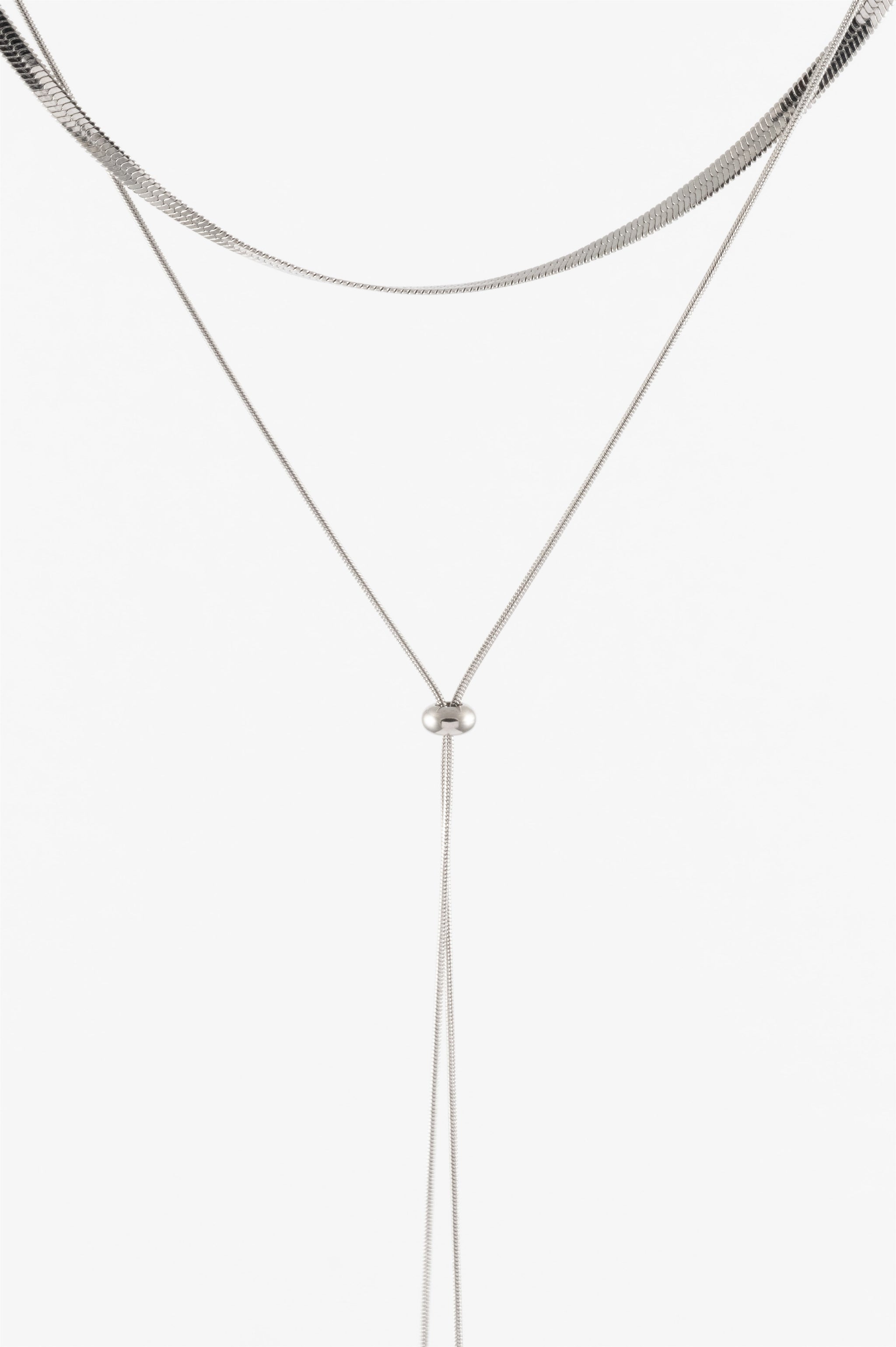 WP SILVER MULTI LAYER LONG TOGGLE NECKLACE