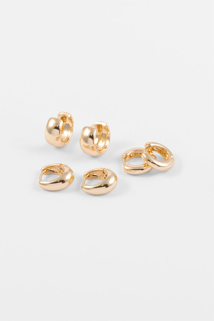 GOLD CLASSIC POLISHED HUGGIE HOOP PACK
