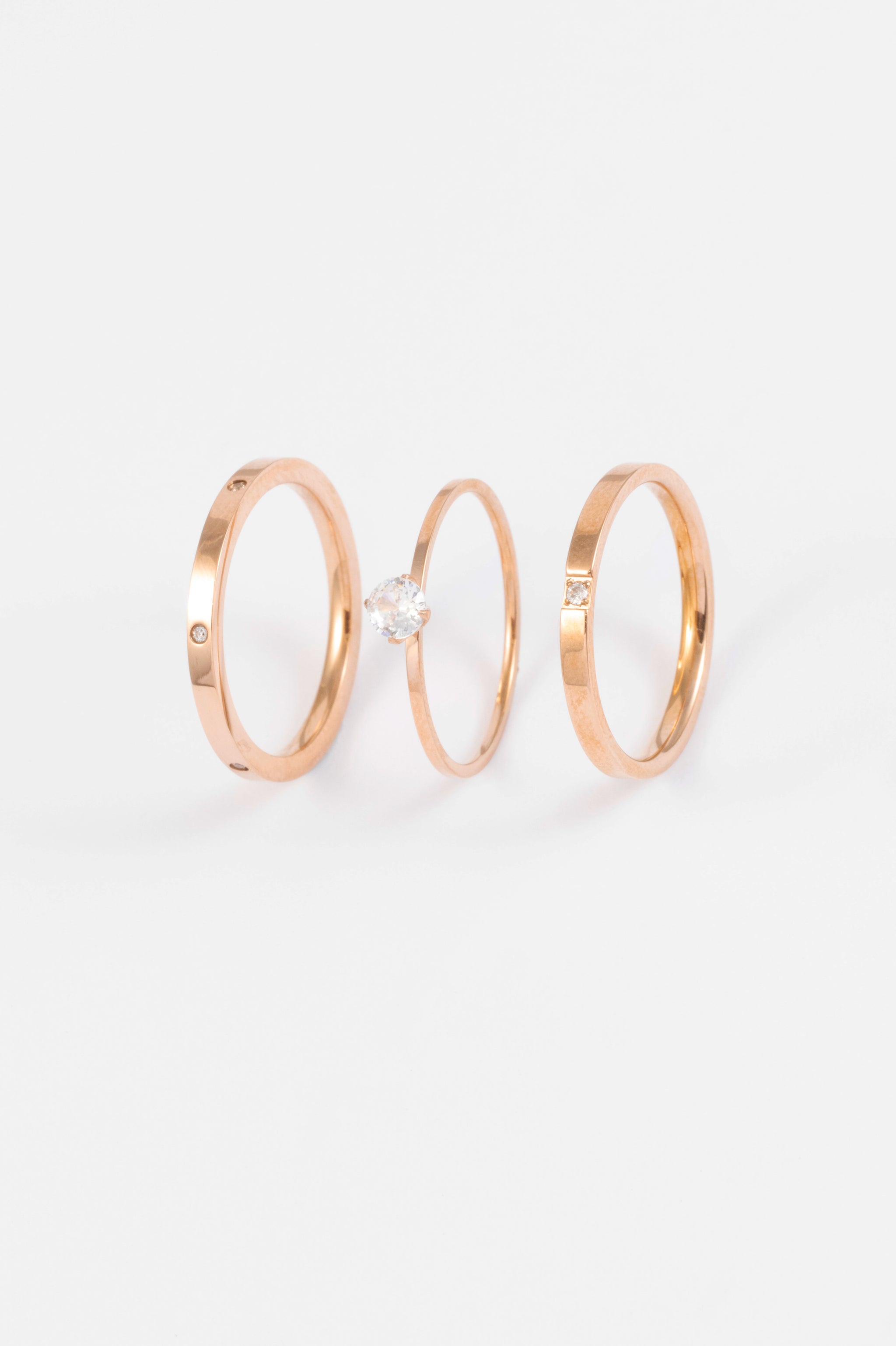 WATERPROOF ROSE GOLD 3 PACK RINGS - M/L