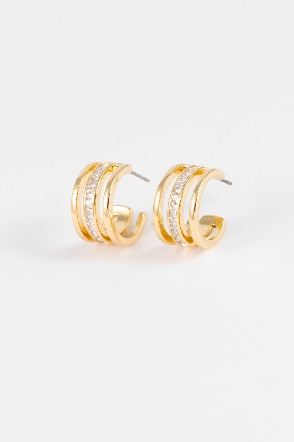 GOLD CZ STACKER HOOPS