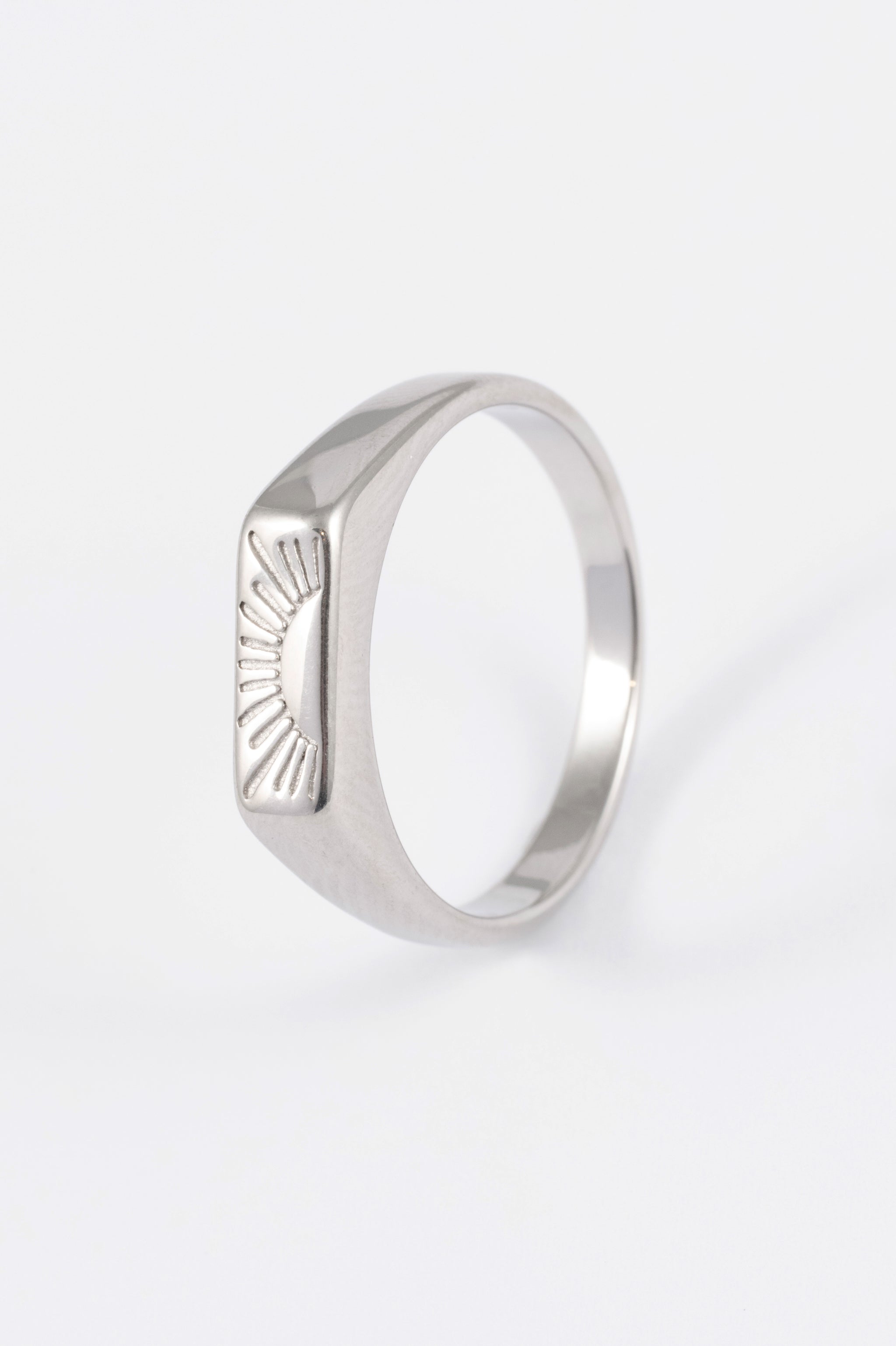 RHODIUM SUN SIGNET RING - SM
