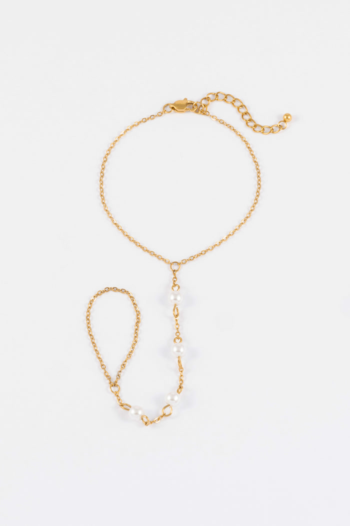 WATERPROOF GOLD PEARL HAND CHAIN