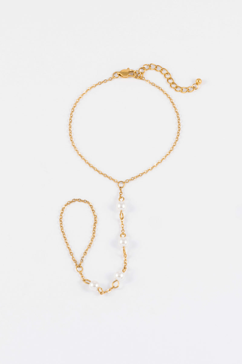 WATERPROOF GOLD PEARL HAND CHAIN