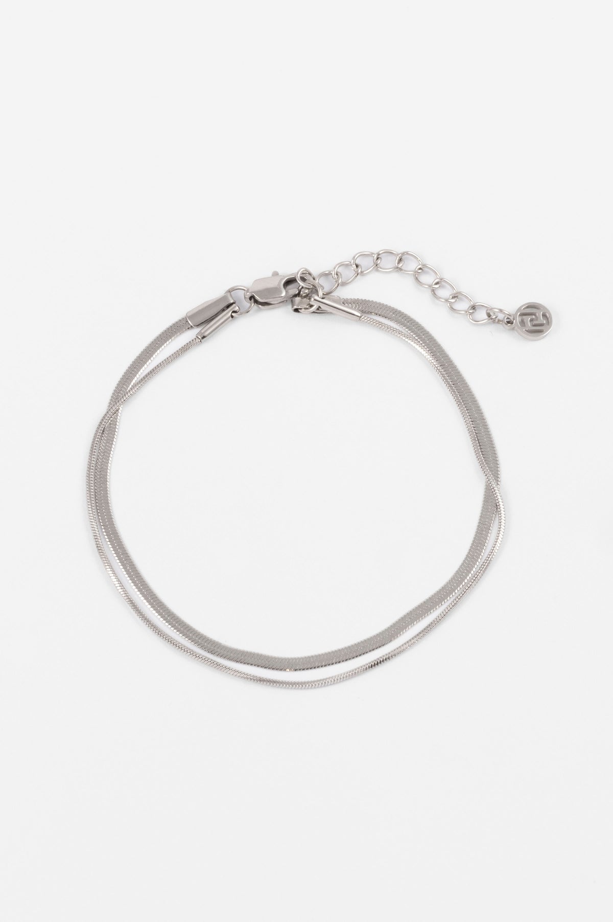 WATERPROOF SILVER DOUBLE SNAKE CHAIN BRACELET