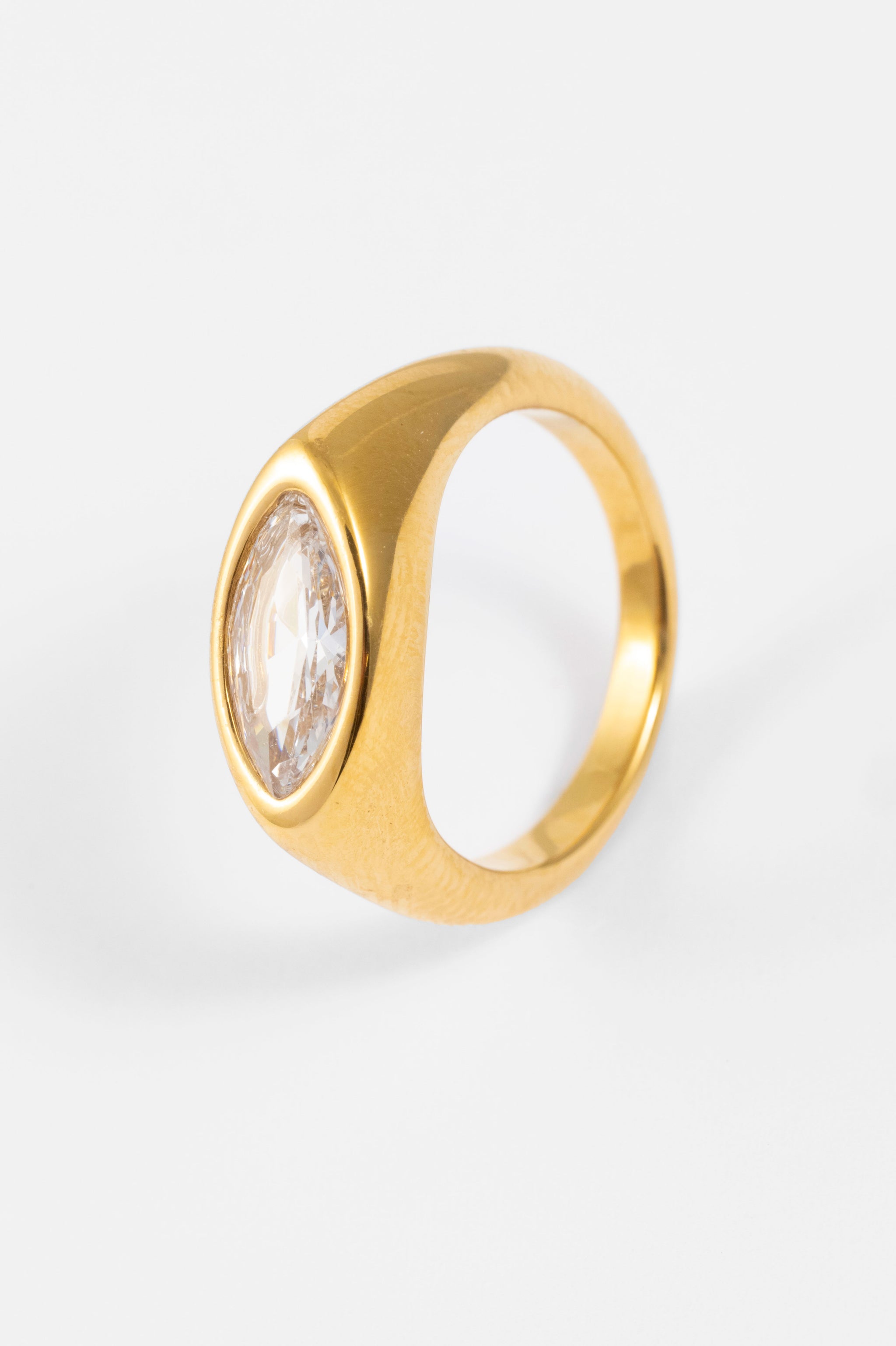 WP GOLD SIGNET CZ PINKY RING - SM
