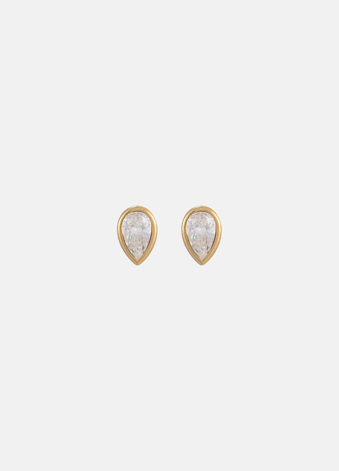 WATERPROOF GOLD MICRO PEAR CUT CZ BEZEL STUDS